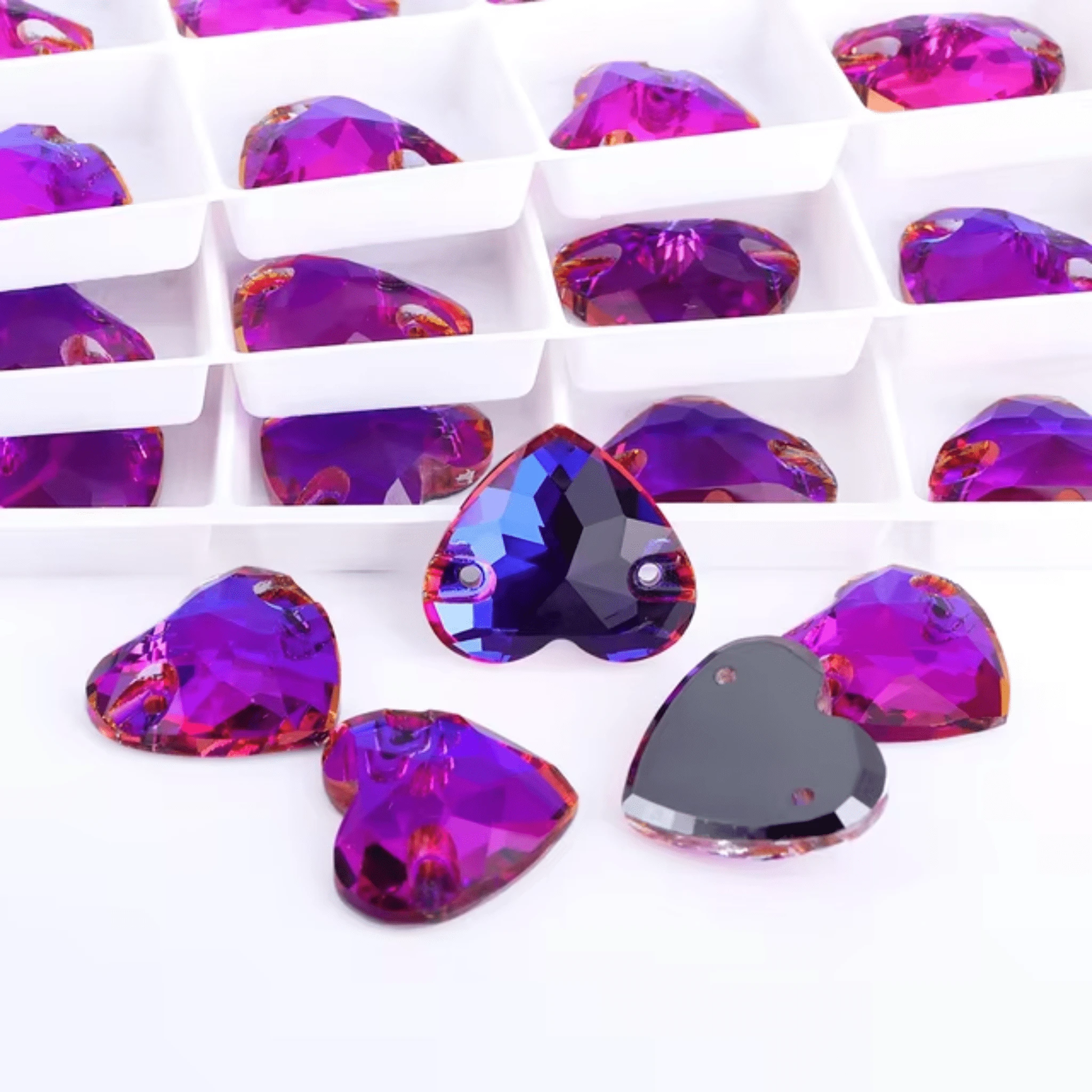 14*16mm Violet Blue Crystal Stone Glitter Heart Sew on – Sundaylace ...