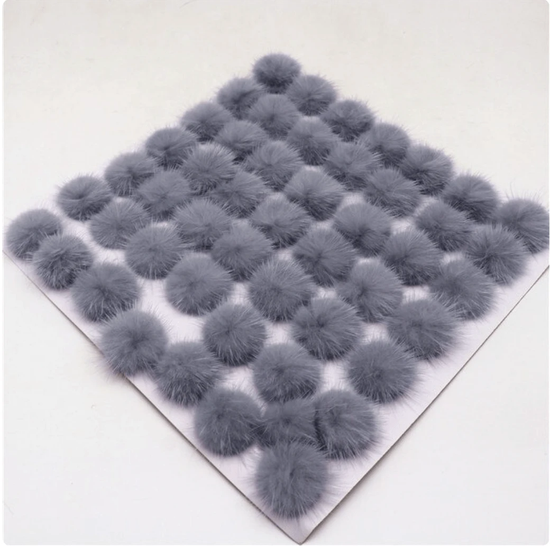 30mm Coloured Mink Fur Ball DIY Pompom Tassel Earring Finding, (6 ...