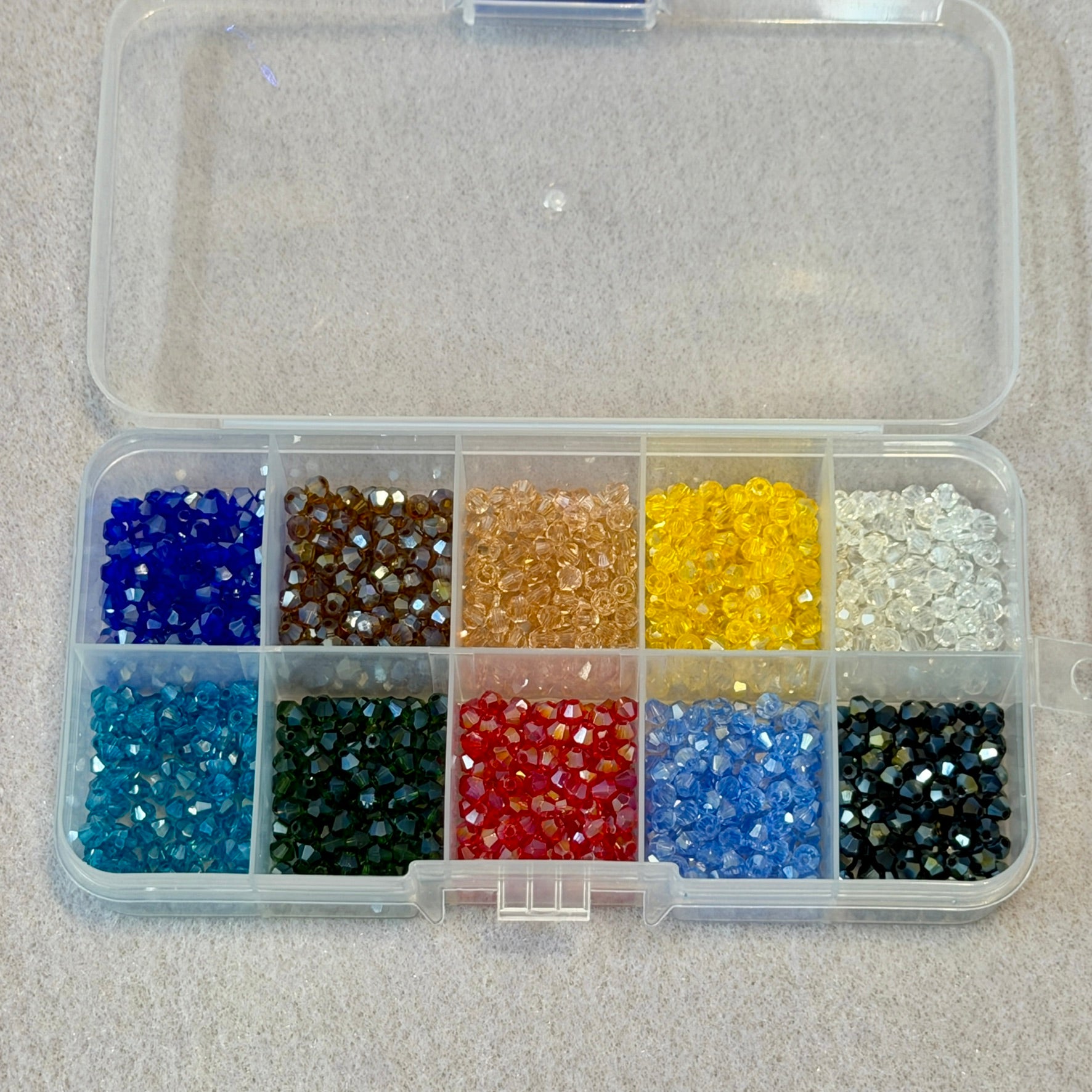 3mm Multicolour AB BICONE Kit - 15 Colours of 3mm Transparent Acrylic ...