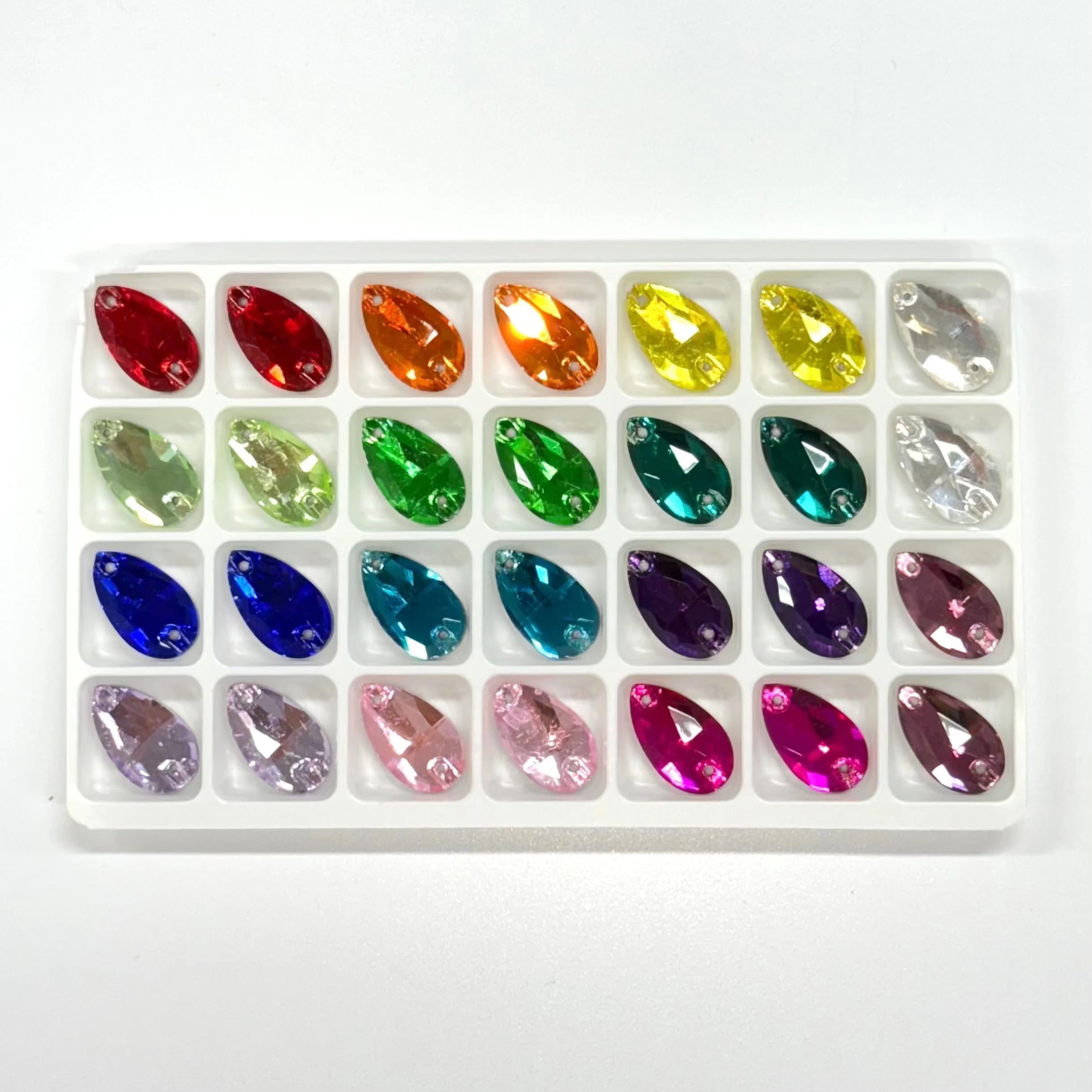 "I'll take one of each" - 14 Pairs of 11*18mm Teardrop 🌈 Glass Gem ...