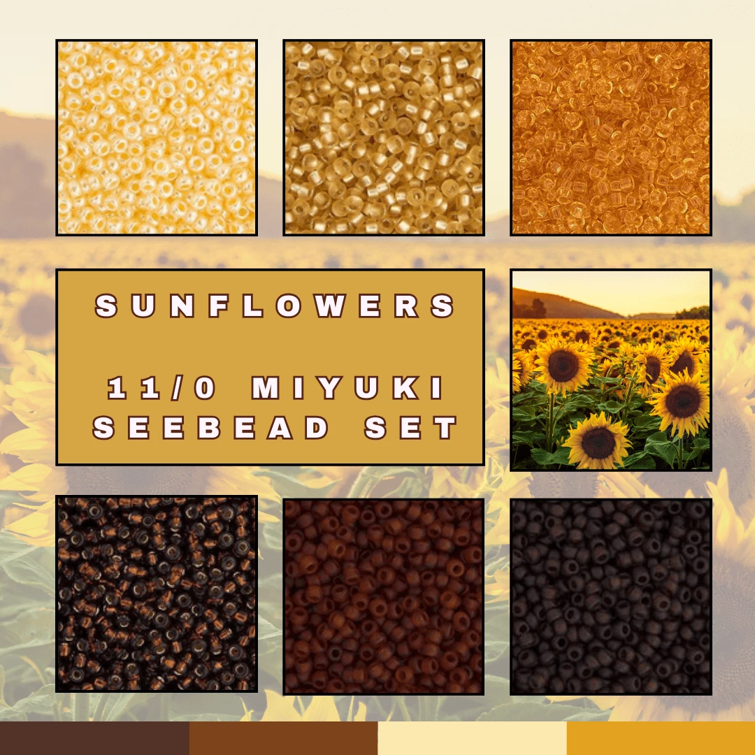 Sunflower Bloom🌻 Bundle Set, 11/0 Miyuki Seed Beads, Set of 6 x 22g ...