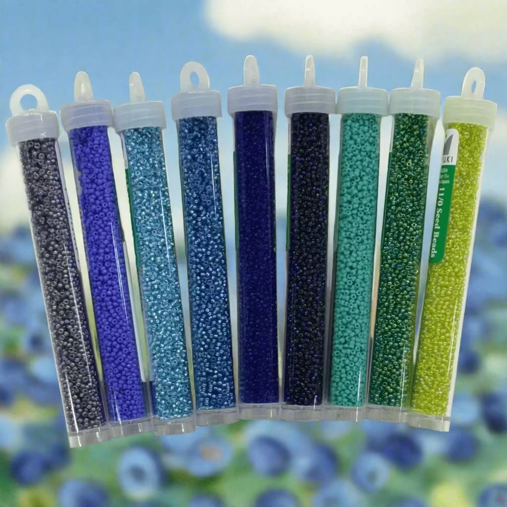 The Blue 🫐 Berry Fields of MAINE - 8 x Miyuki Seed bead Set (22g ...