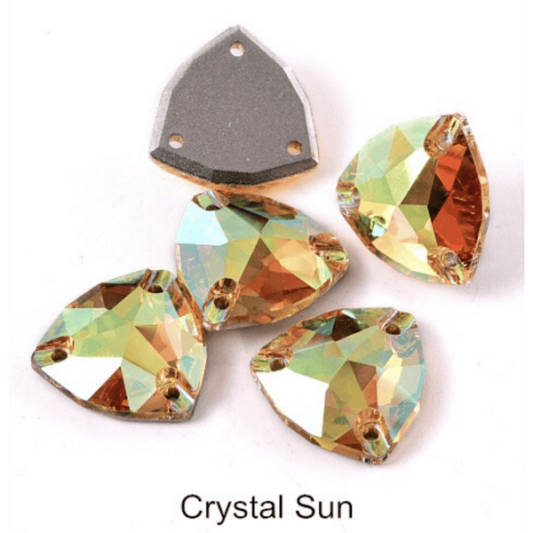 16mm Crystal Sun *Yellow AB Triangle Triangular Shaped, Sew on, High ...