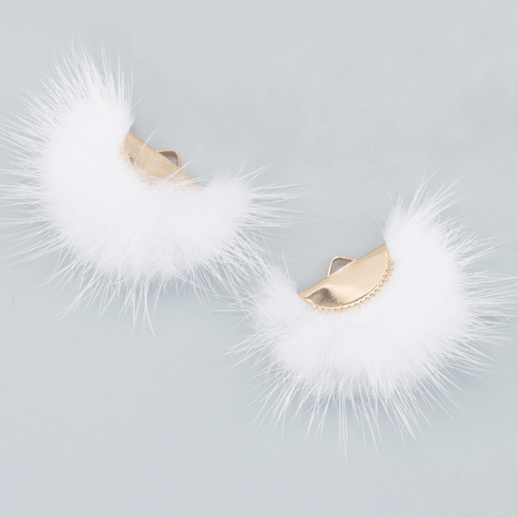 40mm Real Mink Fur Tassels with gold half circle clasp top Earring Fin ...
